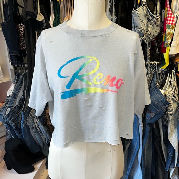 Vintage | Tops | Vintage Reno T Shirt Distressed Cropped Tee | Poshmark